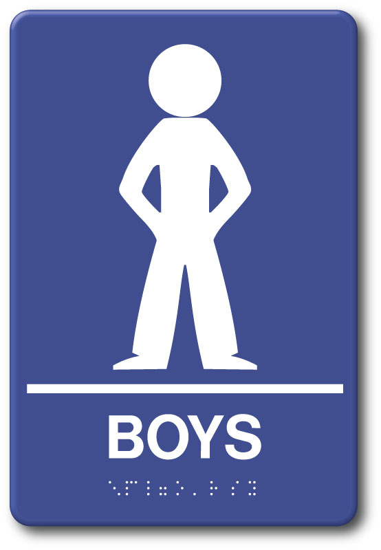 Boys Restroom Sign, 6 x 9 Plastic, ADA Tactile II Braille