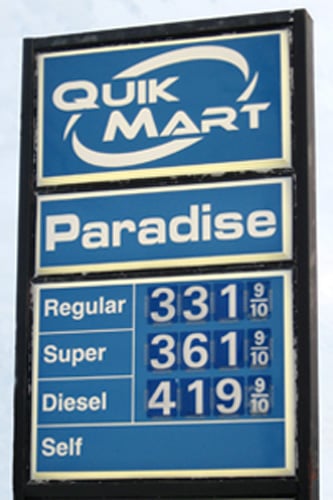 9 inch Gas Station Price Numbers, on 10-7/8 inch Panel, .080 Thick Rigid