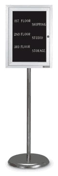 Enclosed Lobby Sign Stand, 18 x 24 Lockable Door, Custom Pedestal