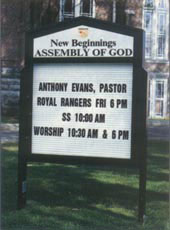 Traditional Church Marquee, 48.5 x 60, Custom Lighted Cathedral Header