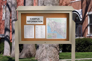 Outdoor Message Center, 45 x 30 Cork Bulletin Board, Top Hinge Lockable ...