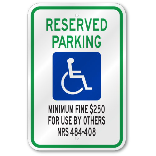Nevada Handicap Parking Sign | 3M Reflective Outdoor Quality | PS03NV1218