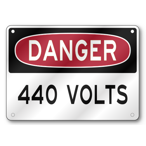 440 Volts Danger Sign, OSHA, .040 Thick Aluminum | SS012427