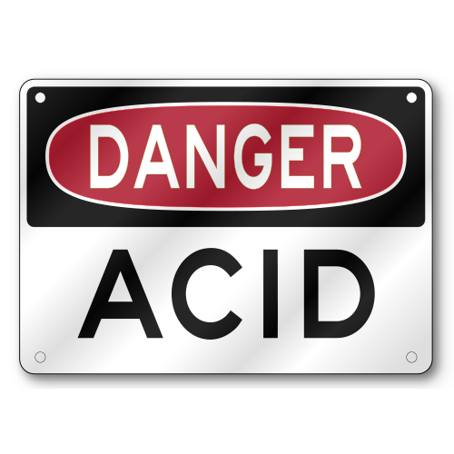 Acid Danger Sign, OSHA, .040 Thick Aluminum