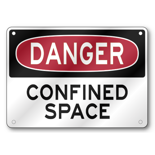 Confined Space Danger Sign, OSHA, .040 Thick Aluminum