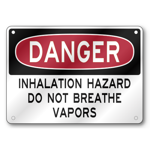 Inhalation Hazard Do Not Breath Danger Sign, OSHA, .040 Thick Aluminum