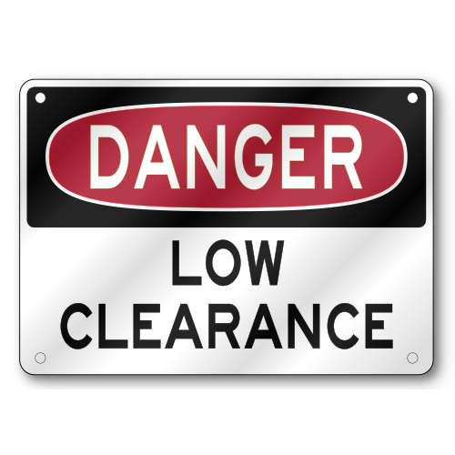 Low Clearance Danger Sign, OSHA, .040 Thick Aluminum | SS012512