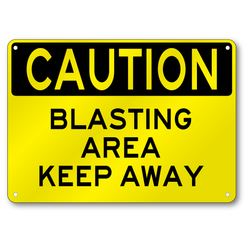 Blasting Area Keep Away Caution Sign, OSHA, .040 Thick Aluminum | SS032567