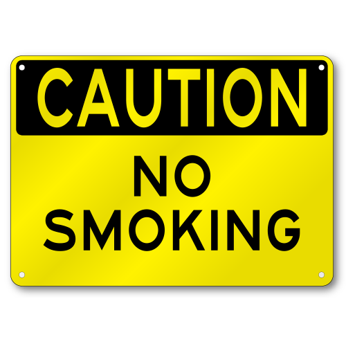 No Smoking Caution Sign, OSHA, .040 Thick Aluminum