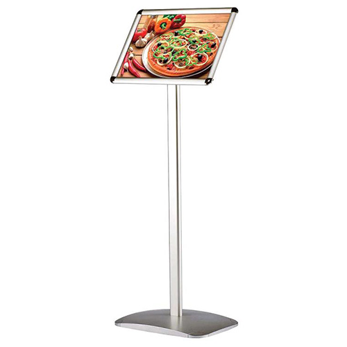 11 x 17 Floor Sign Stand, 36 inch Fixed Post, Protective Overlay