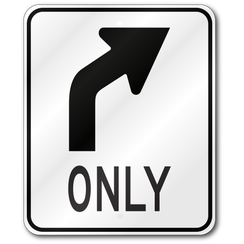 Right Turn Only, R3-5R Traffic, .080 Outdoor Reflective Aluminum ...