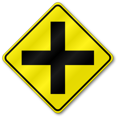Cross Road Sign, W2-1 Outdoor Reflective | Official | TR02W21