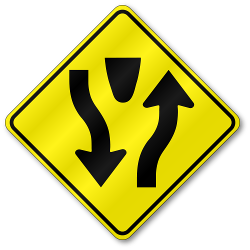 Divided Highway, W6-1 Traffic Sign, .080 Outdoor Reflective Aluminum ...