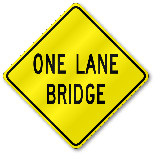 One Lane Bridge Sign, W5-3 Outdoor Reflective | Official | TR02W53