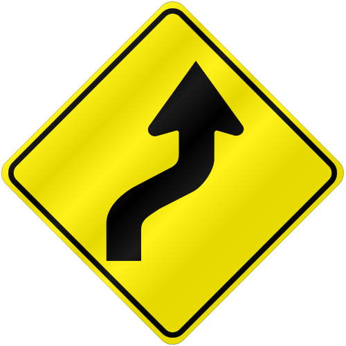 Reverse Curve Right Sign, W1-4R Outdoor Reflective | Official | TR02W14R