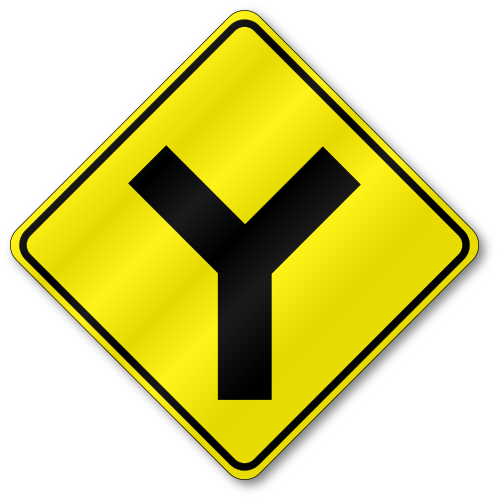Y Intersection Sign, W2-5 Outdoor Reflective | Official | TR02W25