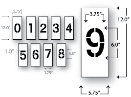 Number Stencils Kit, 6 inch Reusable Maxi Thick Plastic, Pavement ...