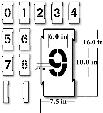 Interlocking Number Stencil Kit, 10 inch Reusable Semi Rigid Plastic ...