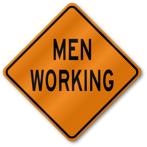 Men Working Roll Up Mesh Sign