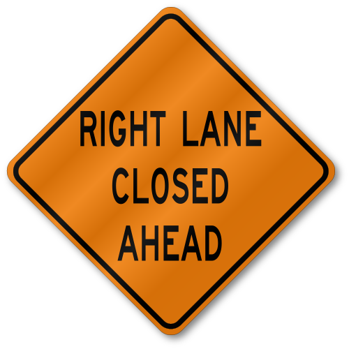 Right Lane Closed Ahead Roll Up Mesh Sign | TR06RUW205R