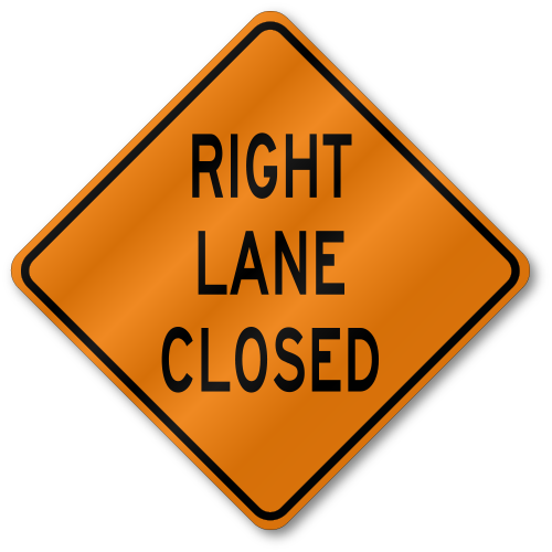 Right Lane Closed, Roll Up Mesh Traffic Sign, Corner Pockets, Official ...