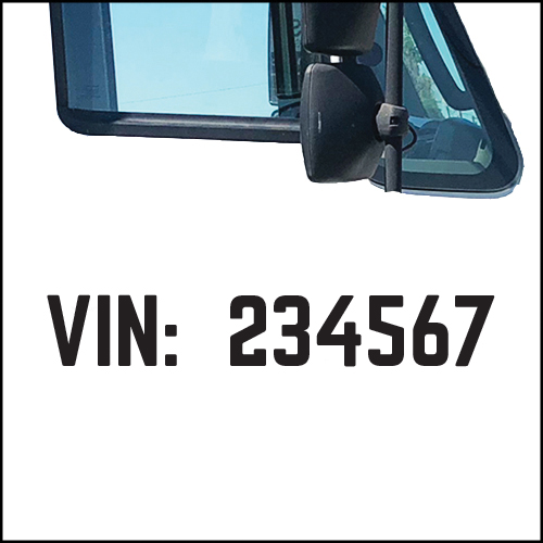 Custom Truck VIN Number Stickers | 2"-3.5" Registration Decals