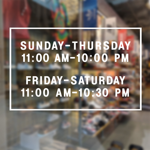 Business Hours Vinyl Sign | Custom One Day