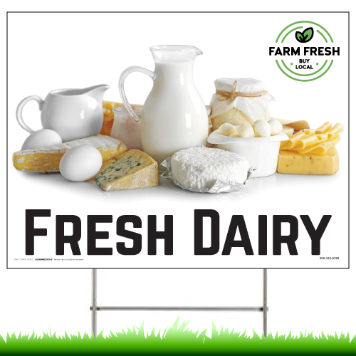 Fresh Dairy For Sale Yard Signs