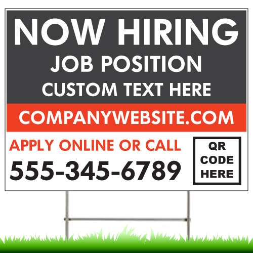 Now Hiring Lawn Signs Custom Gold And Grey Hiring Lawn Sign 24 In.