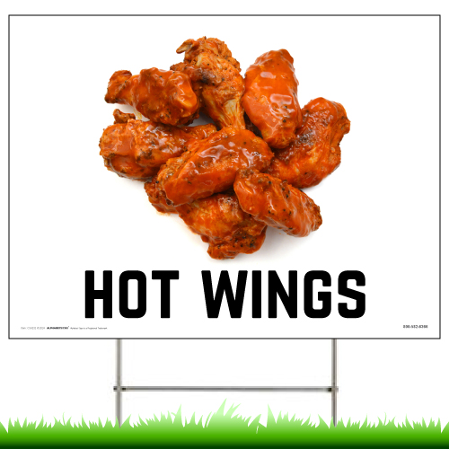 Hot Wings Yard Signs | Visible Double Sided | CS4232