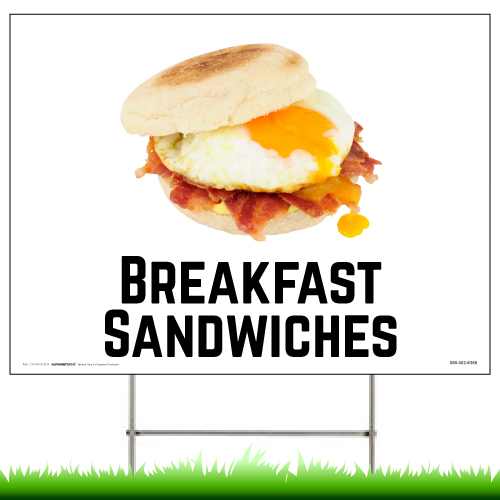 Breakfast Sandwiches Yard Signs | Visible Double Sided | CS4344