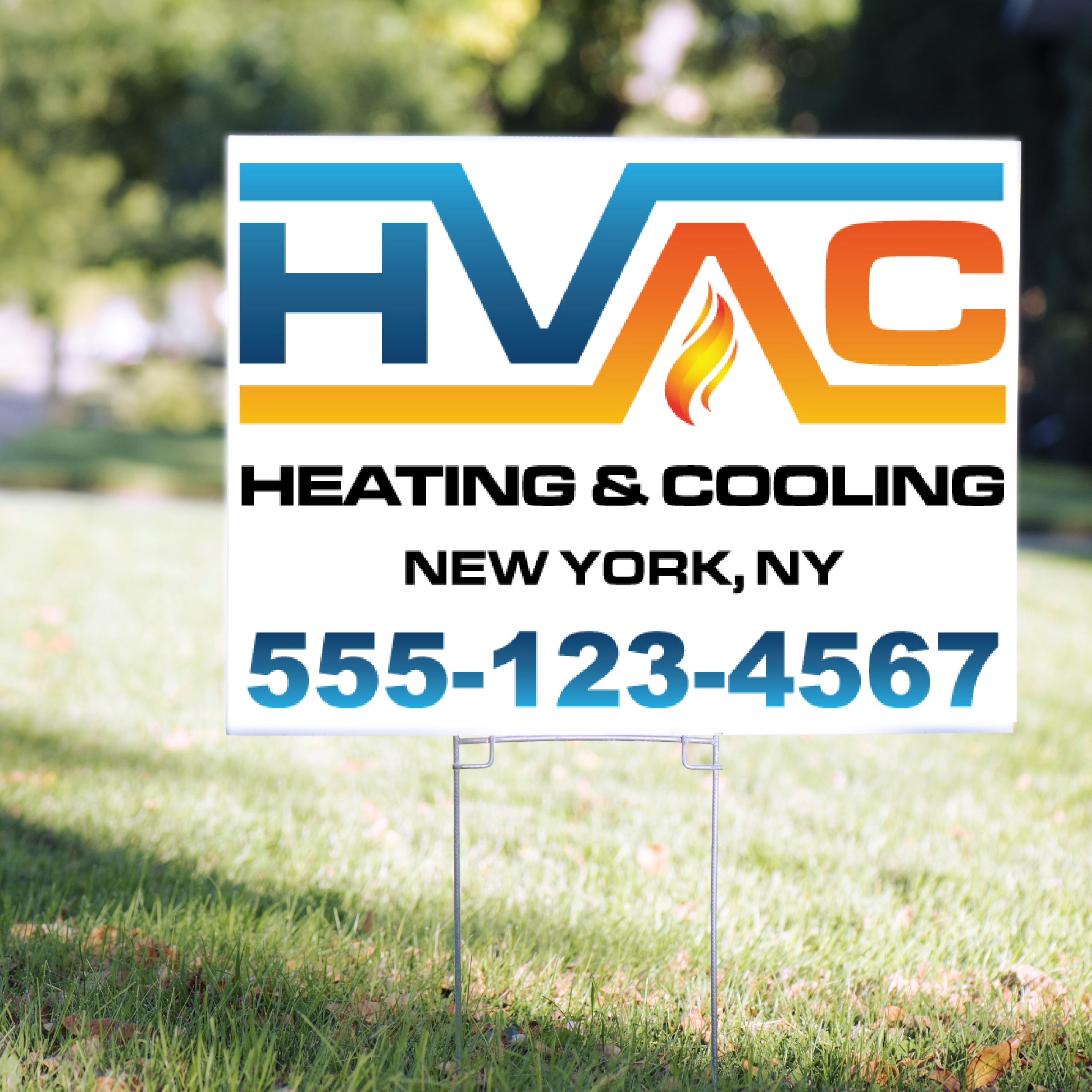 Heating Air Conditioning Yard Signs Initials Design