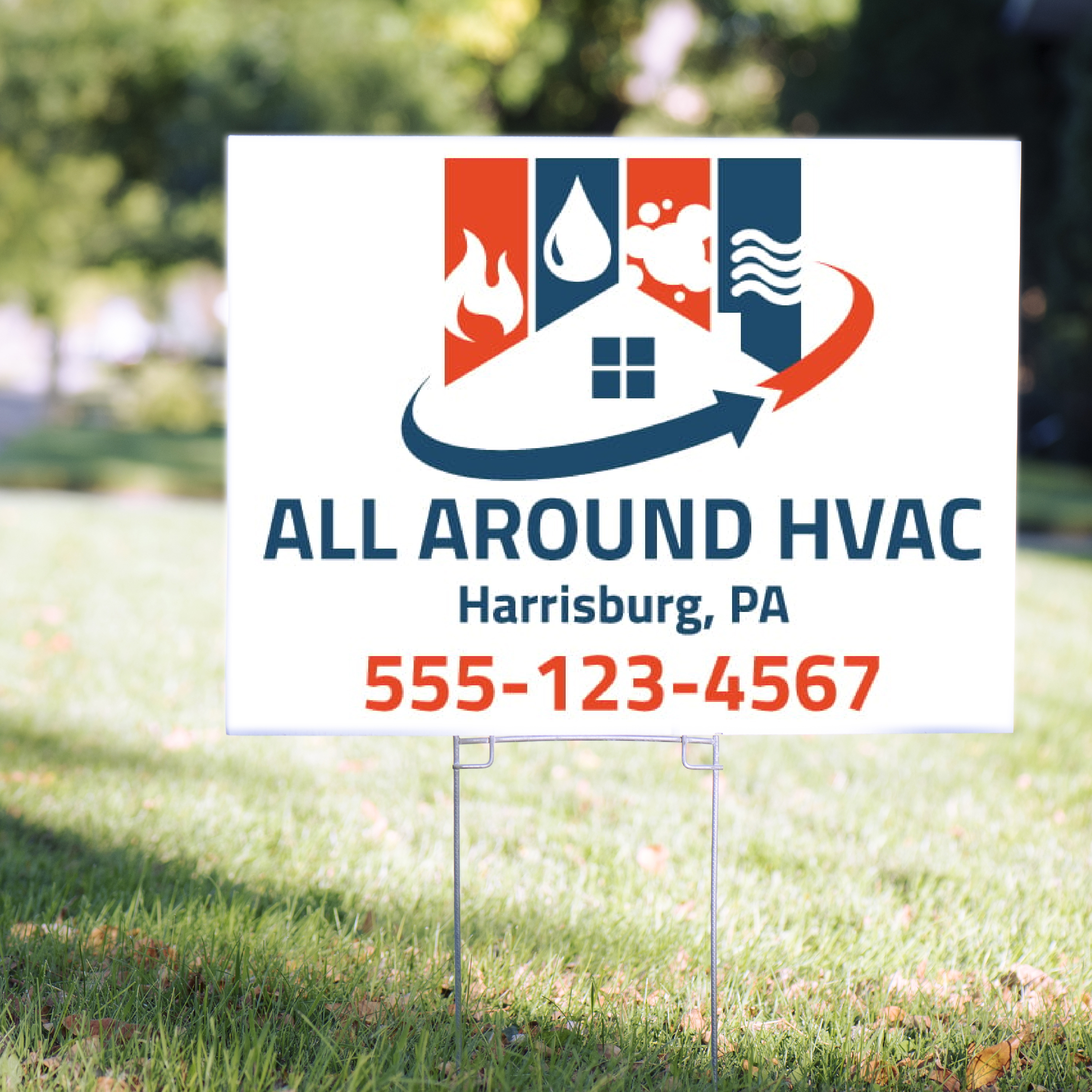 Heating Air Conditioning Yard Signs Vintage Design